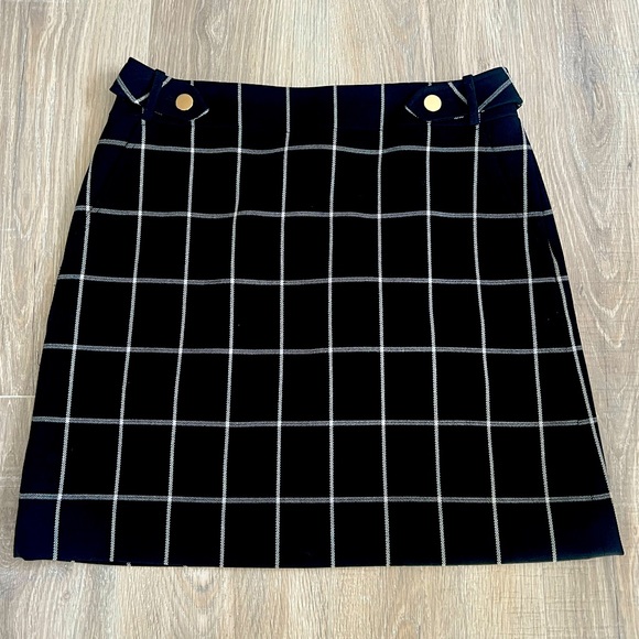 LOFT | Skirts | Loft Blackwhite Skirt Fully Lined Hidden Back Zip Front ...